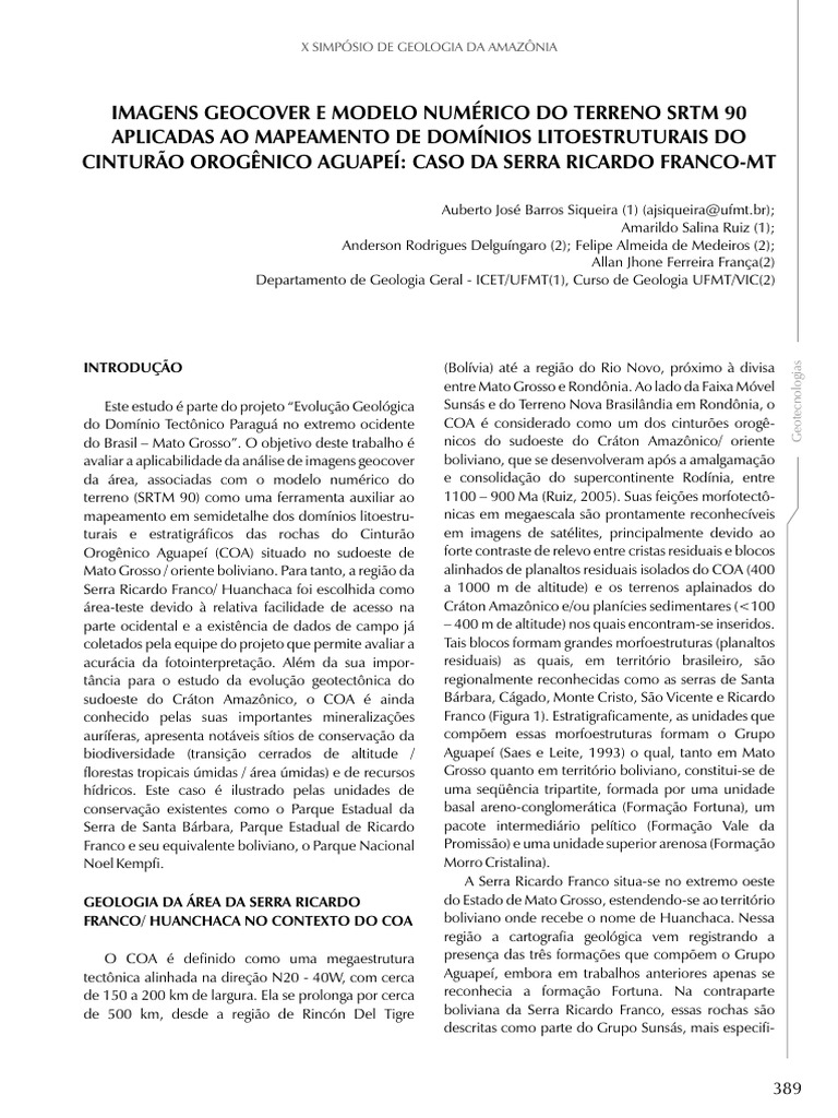 Imagens Geocover e Modelo Numérico Do Terreno SRTM 90 | PDF ...