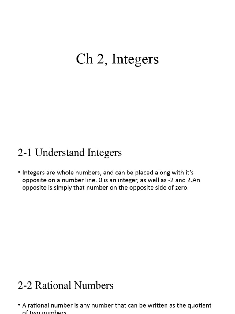 CH 2, Integers | PDF | Rational Number | Numbers
