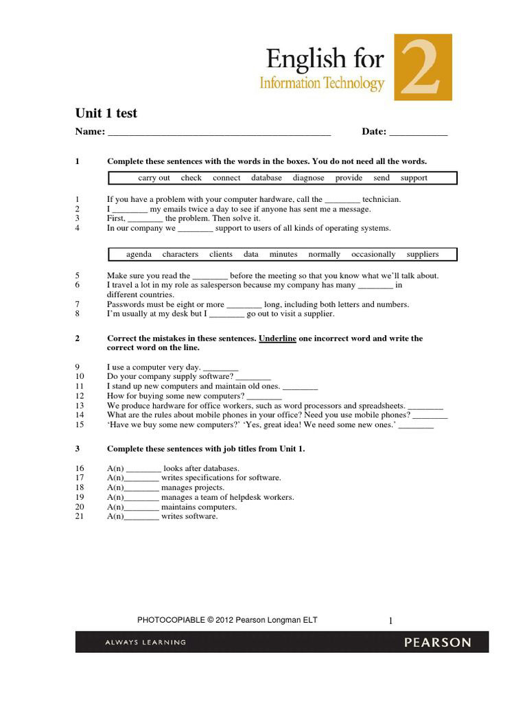 Unit 1 English For Information Technology | PDF