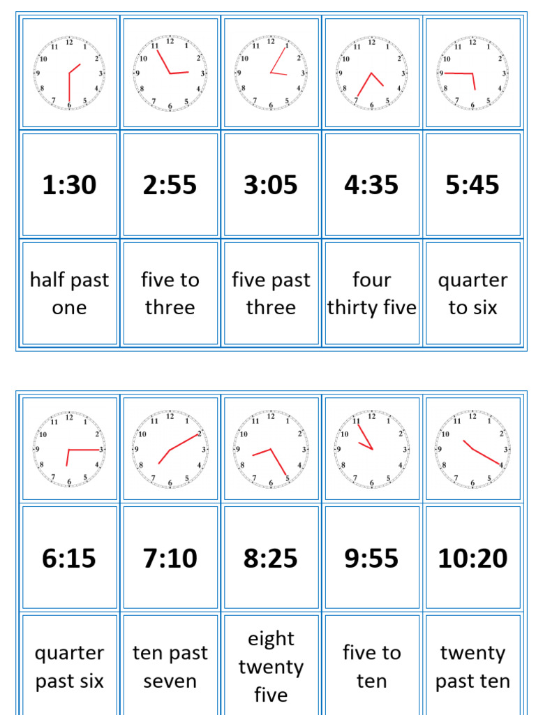 Half Past One Five To Three Five Past Three Four Thirty Five Quarter To ...