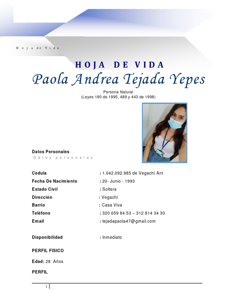 Hoja de Vida de Paola Andrea Tejada | PDF