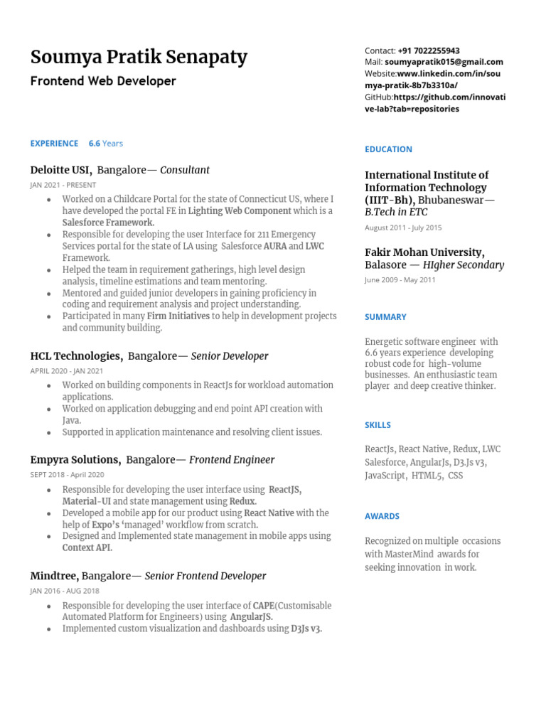 SoumyaPratik CV | PDF | Angular Js | Mobile App