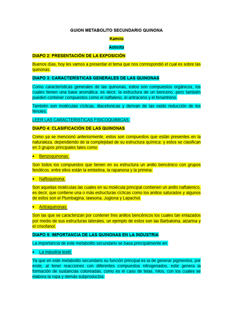 Quinonas: Características y Aplicaciones | PDF | Ciencias fisicas ...