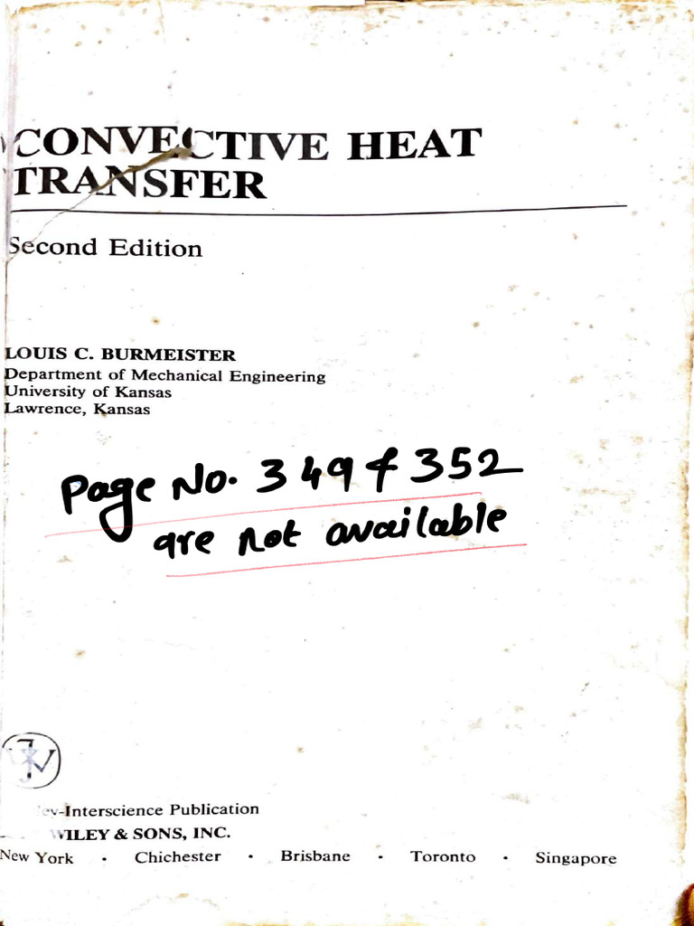 BURMEISTER - Convective Heat Transfer, 2nd Edition | PDF