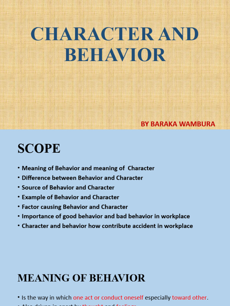 Distinguishing Character and Behavior | PDF | Behavior | Feeling