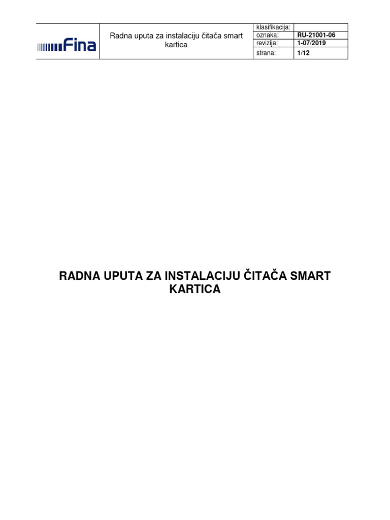 Uputa za instalaciju čitača smart kartica | PDF
