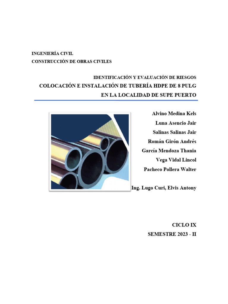 Informe Final | PDF | Tubería (transporte de fluidos) | Alcantarillado