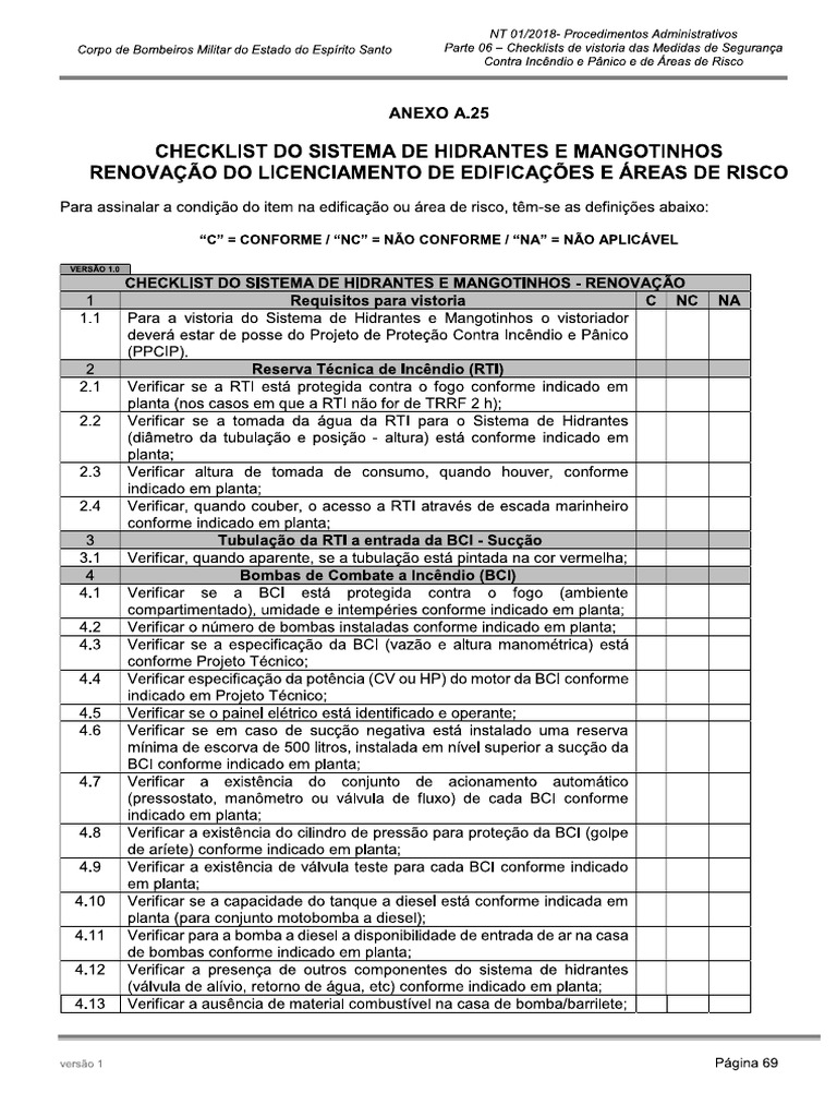 Checklist Hidrante e Mangotinho | PDF