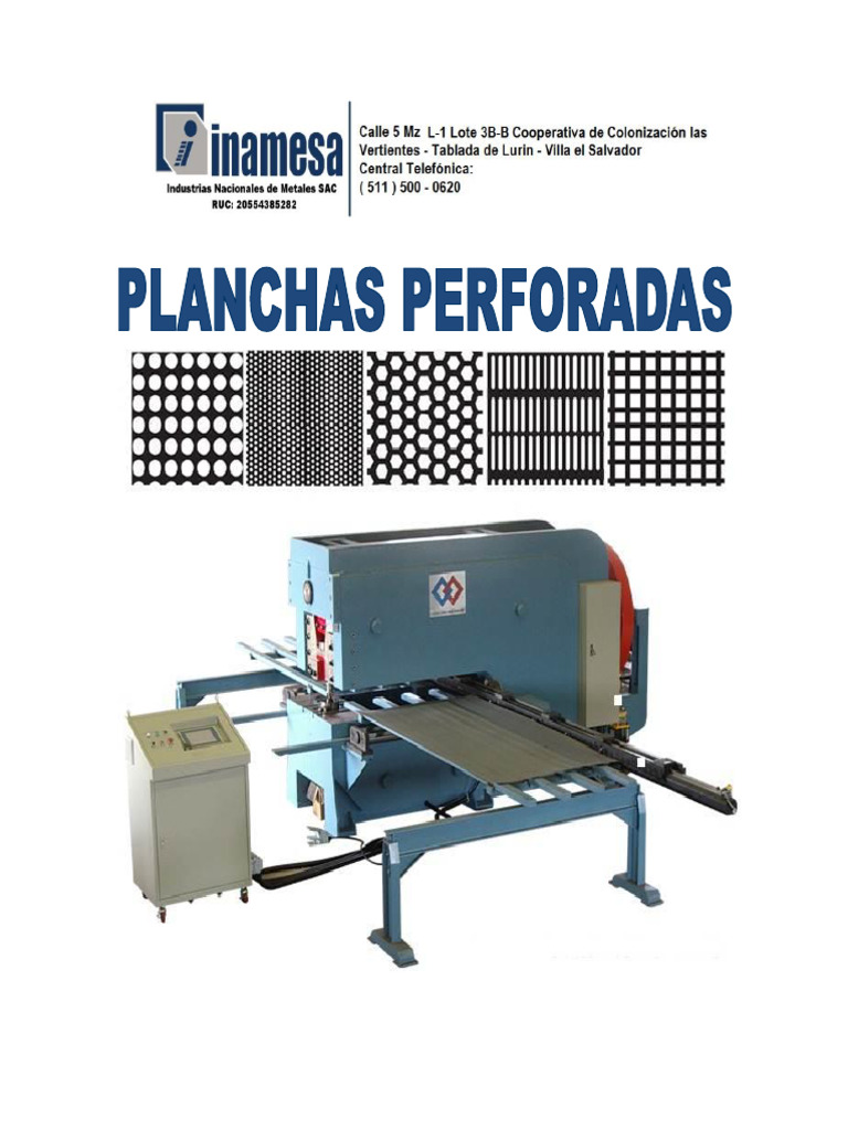 Planchas Perforadas - Brochiure Inamesa | PDF | Minería | Ventilación (Arquitectura)