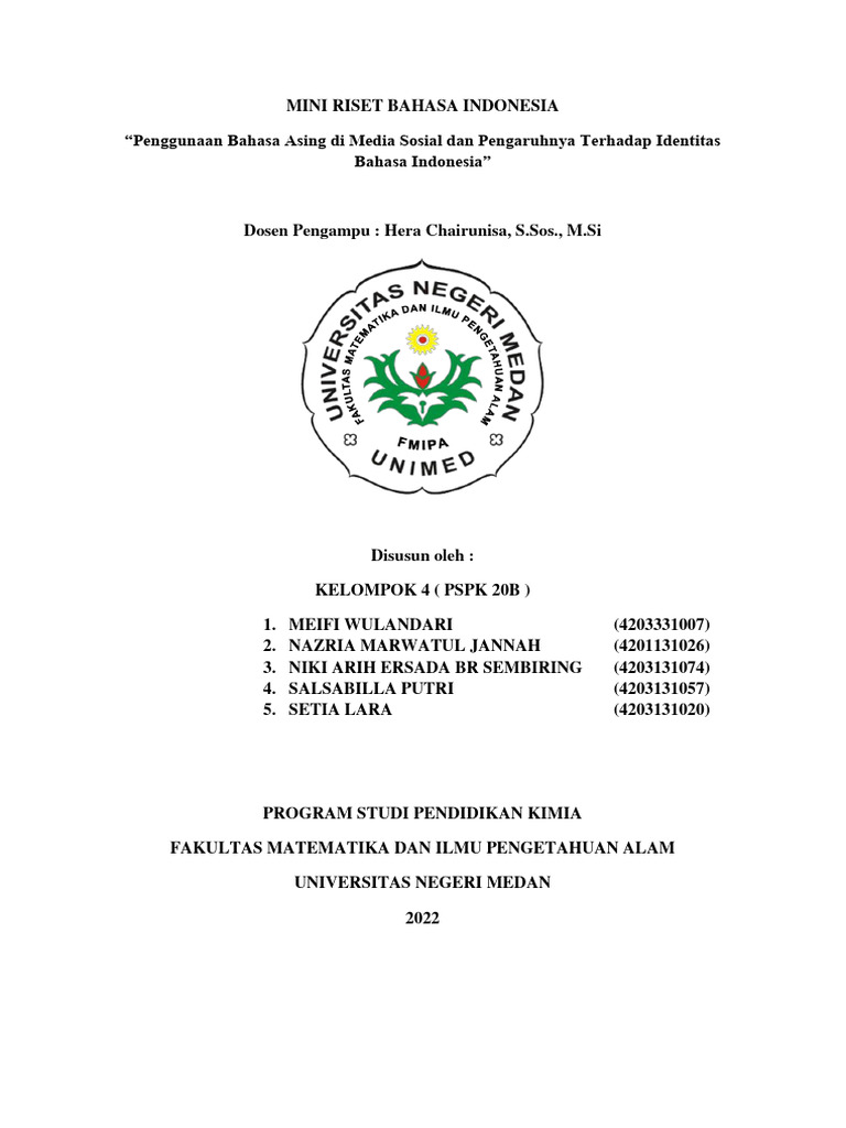 Mini Riset Bahasa Indonesia Kelompok 4 Pdf