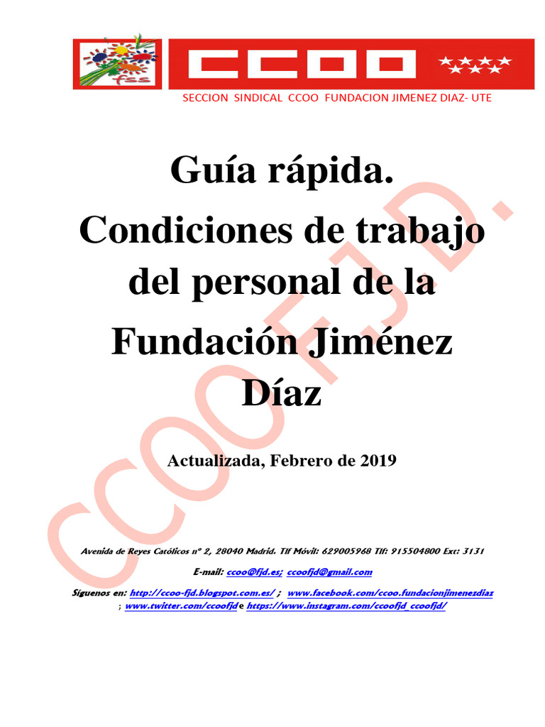 Guia Condiciones de Trabajo Personal FJD Actualizada Febrero 2019 | PDF | Parto | Adopción