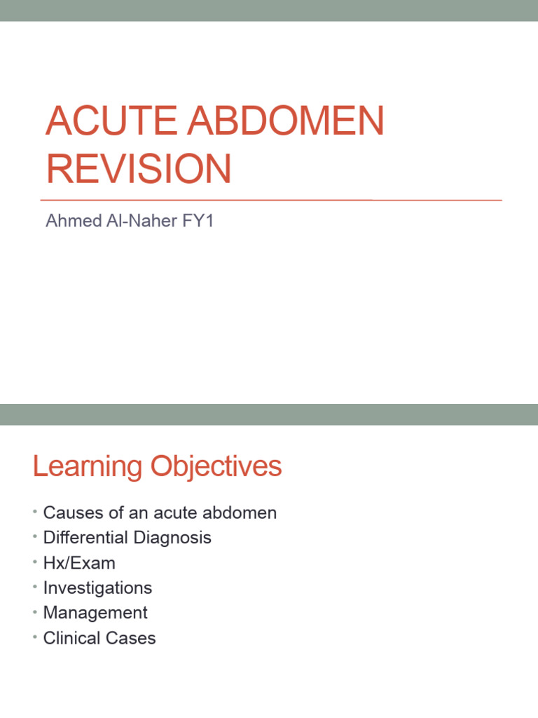 Acute Abdomen Revision Aa | PDF | Abdomen | Large Intestine