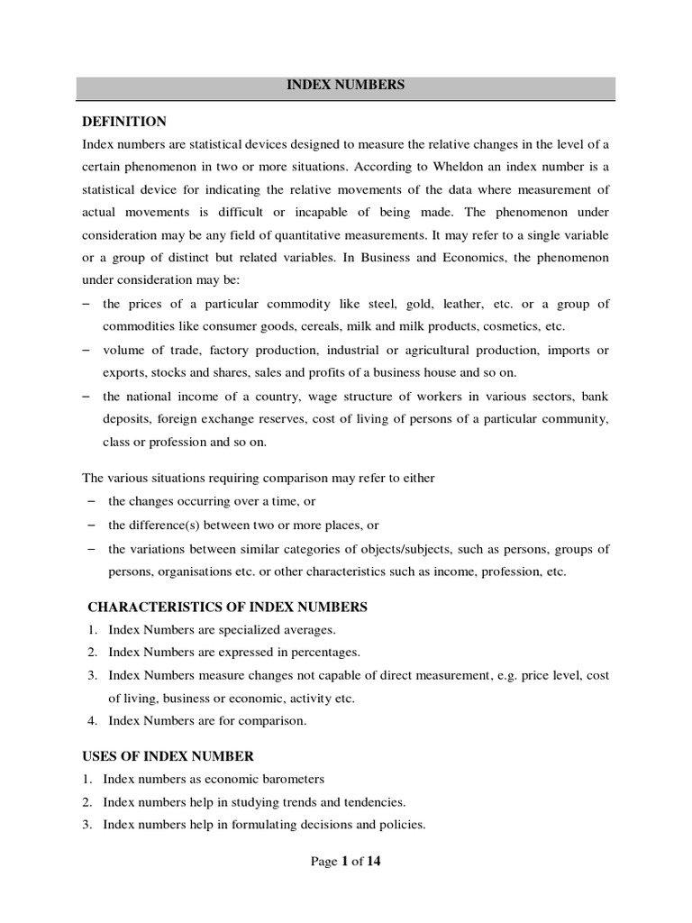Index Numbers Updated | PDF | Cost Of Living | Index (Economics)