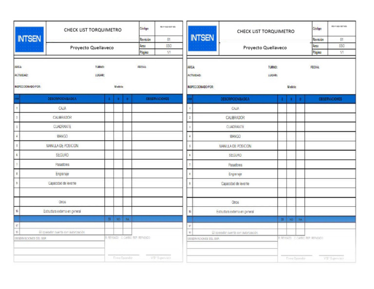 Lista de Verificación Torquímetro | PDF | Tecnología