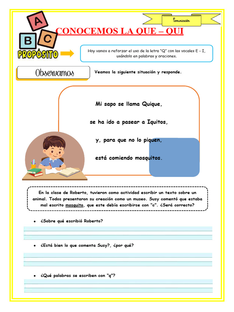 Adicional Ficha 23 Sílabas Que-qui | PDF | Comunicación humana | Escritura