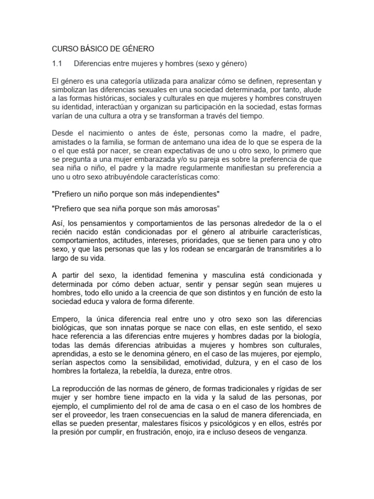 Curso sobre Género y Diferencias Sociales | PDF | Género | Estudios de ...