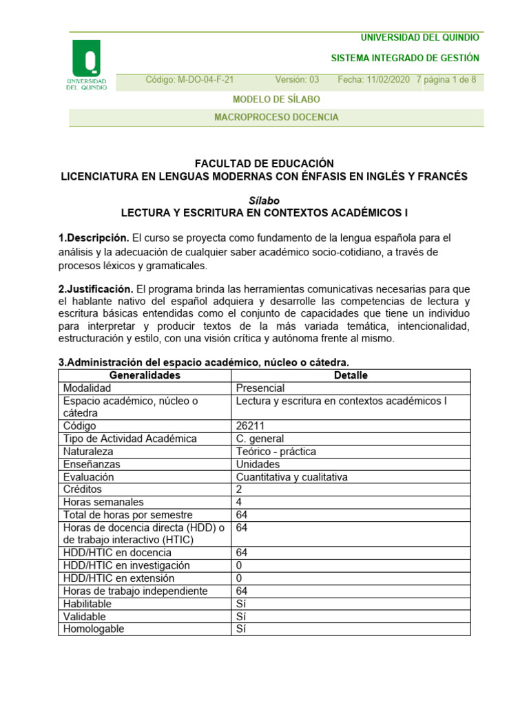 Programa de Lectura y Escritura en Contextos Académicos I | PDF | Enseñando | Maestros