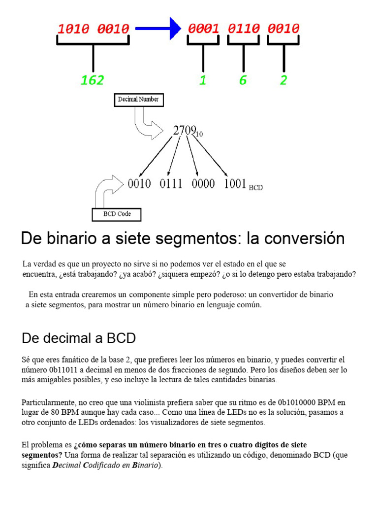 Convertidor de Binario A BCD y Siete Segmentos en VHDL - All ...