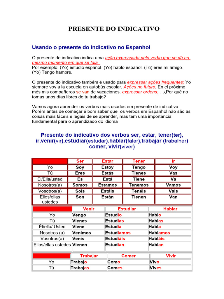 Uso del Presente de Indicativo en Español | PDF | Lenguas de Europa