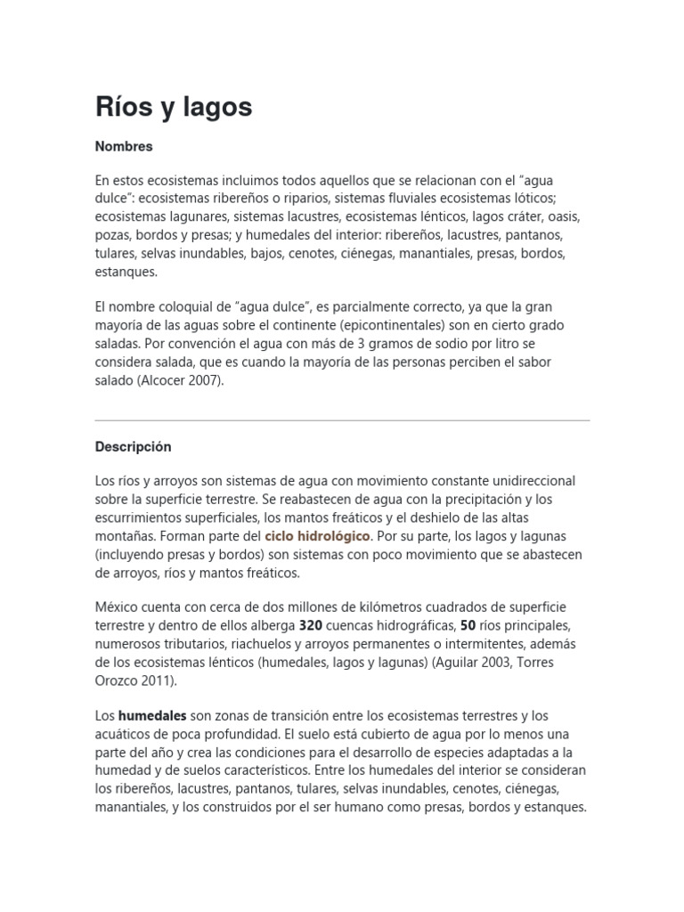 Ríos y Lagos | PDF | lago | Entorno natural