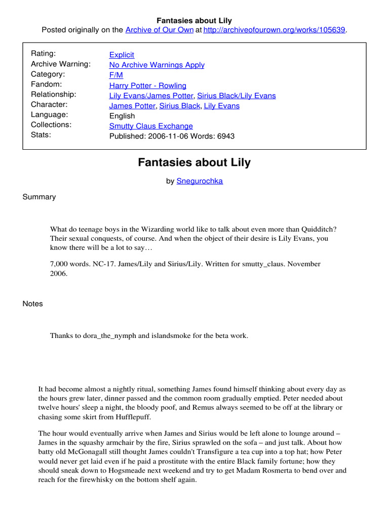 Fantasies About Lily | PDF