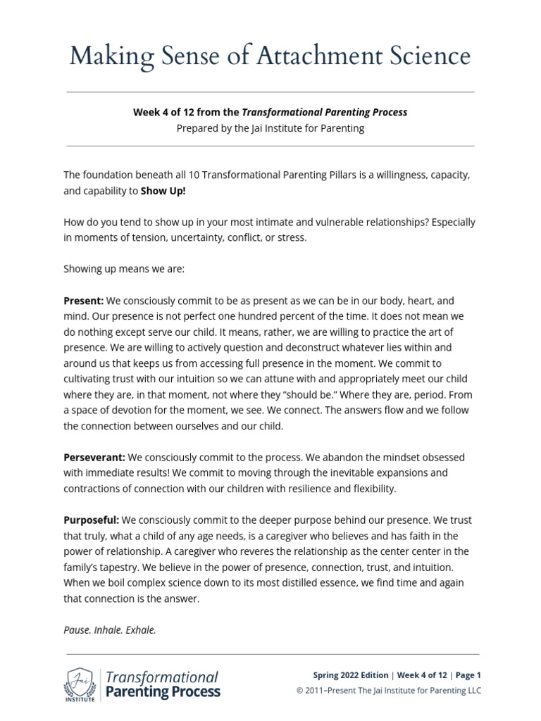 Week 4 TPP Workbook | PDF | Attachment Theory | Feeling