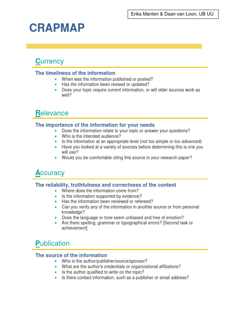 Evaluating Sources with the CRAAP Test | PDF | Information | Bias