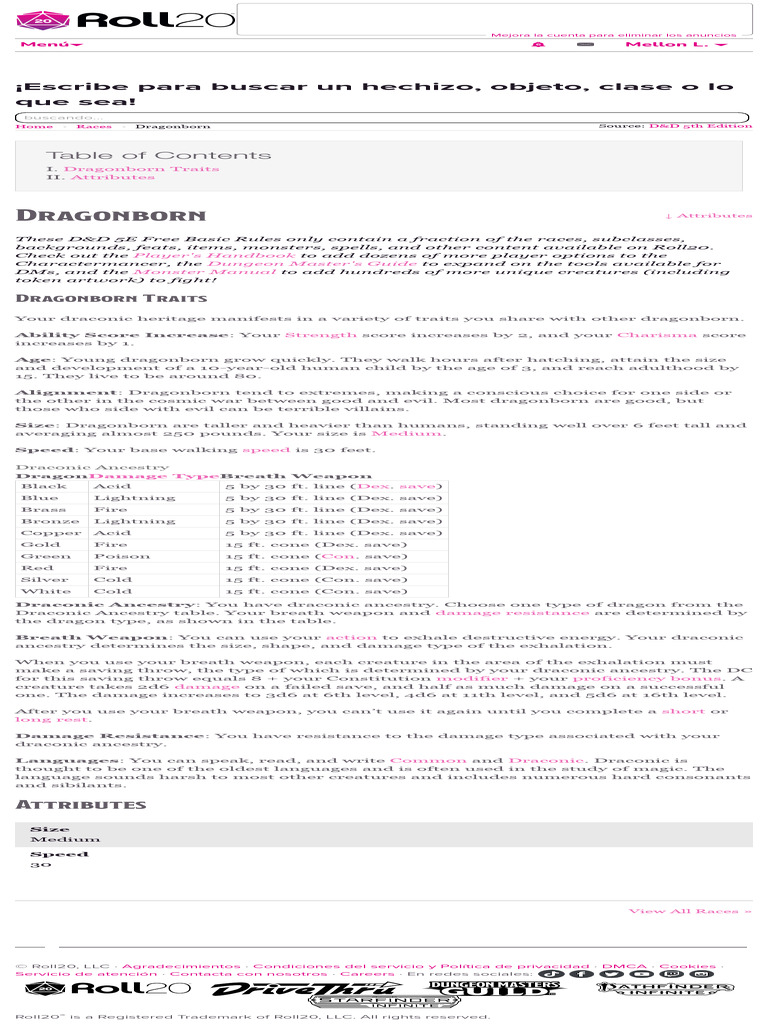 Dragonborn - D&D 5th Edition On Roll20 Compendium | PDF | Dungeons ...