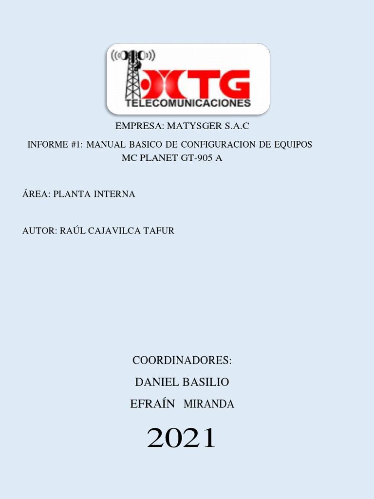 Configuración del MC Planet GT-905A | PDF | Informática