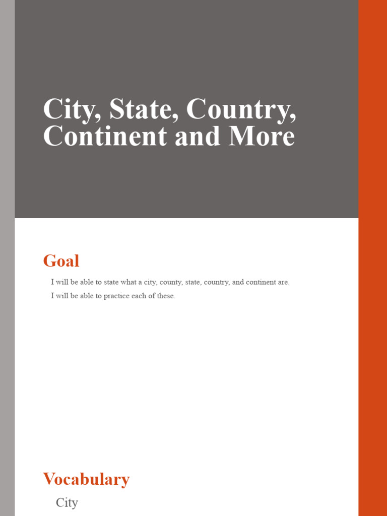 City County State Country Continent | PDF