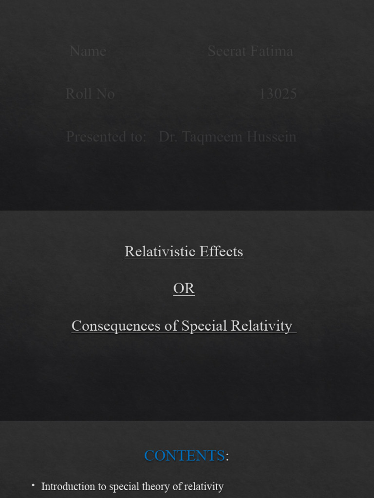 Relativistic Effects | PDF | Special Relativity | Theory Of Relativity