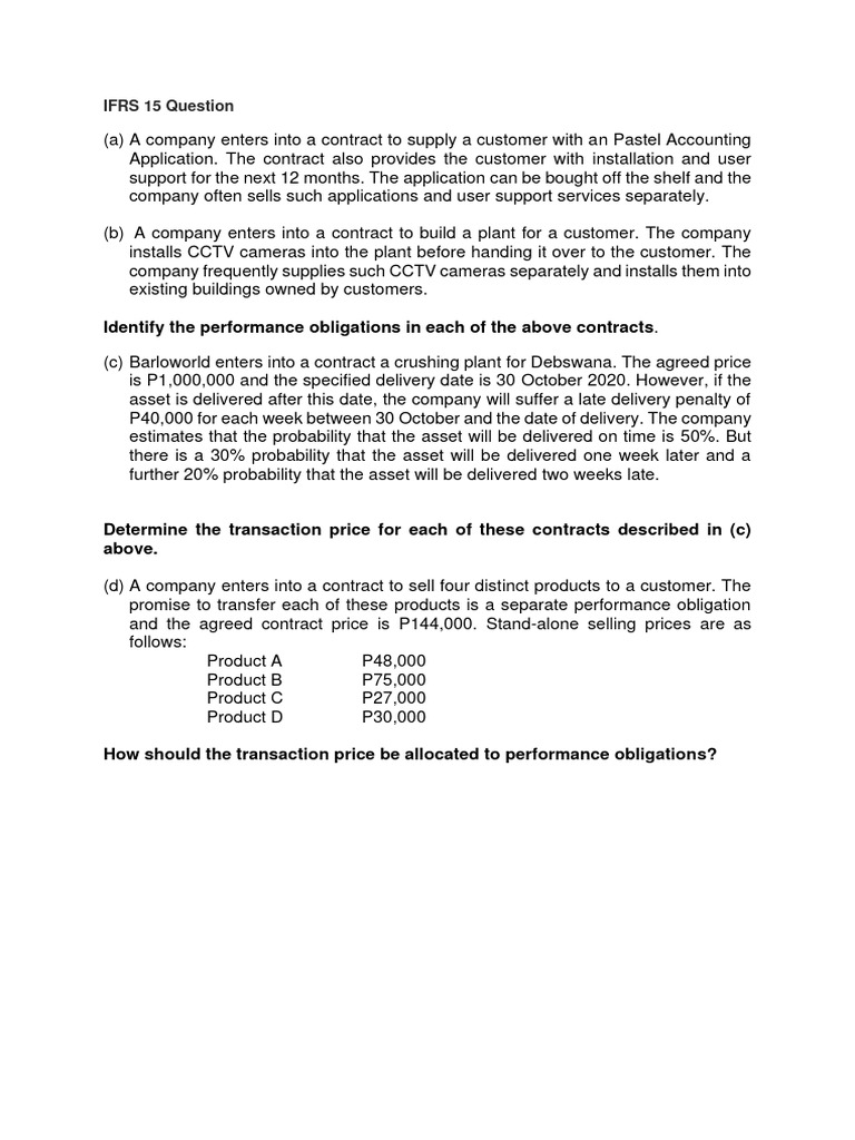 IFRS 15 Practice Questions | PDF