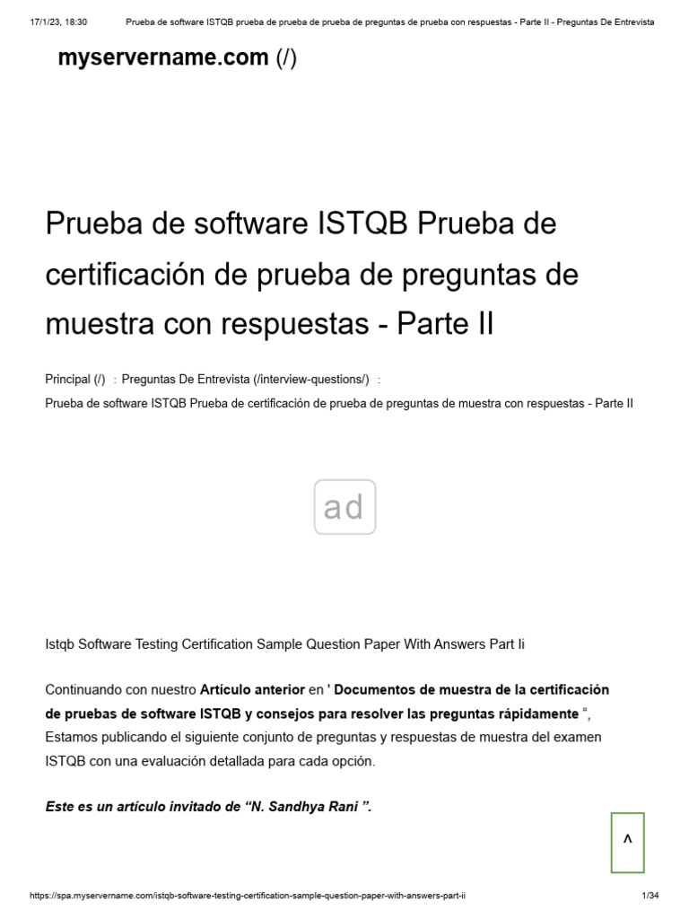 Prueba de Software ISTQB Prueba de Prueba de Prueba de Preguntas de Prueba Con Respuestas ...