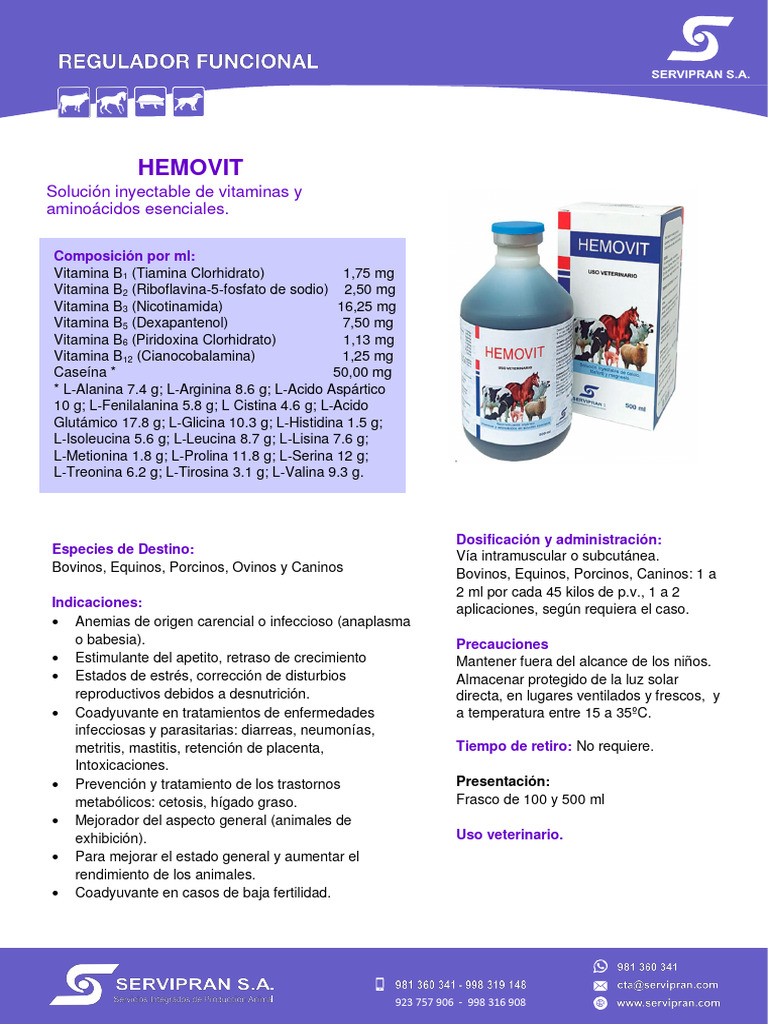 Hemovit | PDF | Nutrientes esenciales | Compuestos químicos