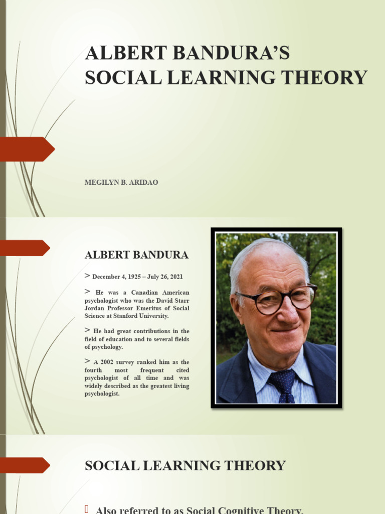 Albert Banduras SLT Powerpoint 1 | PDF | Self Efficacy | Mental Processes