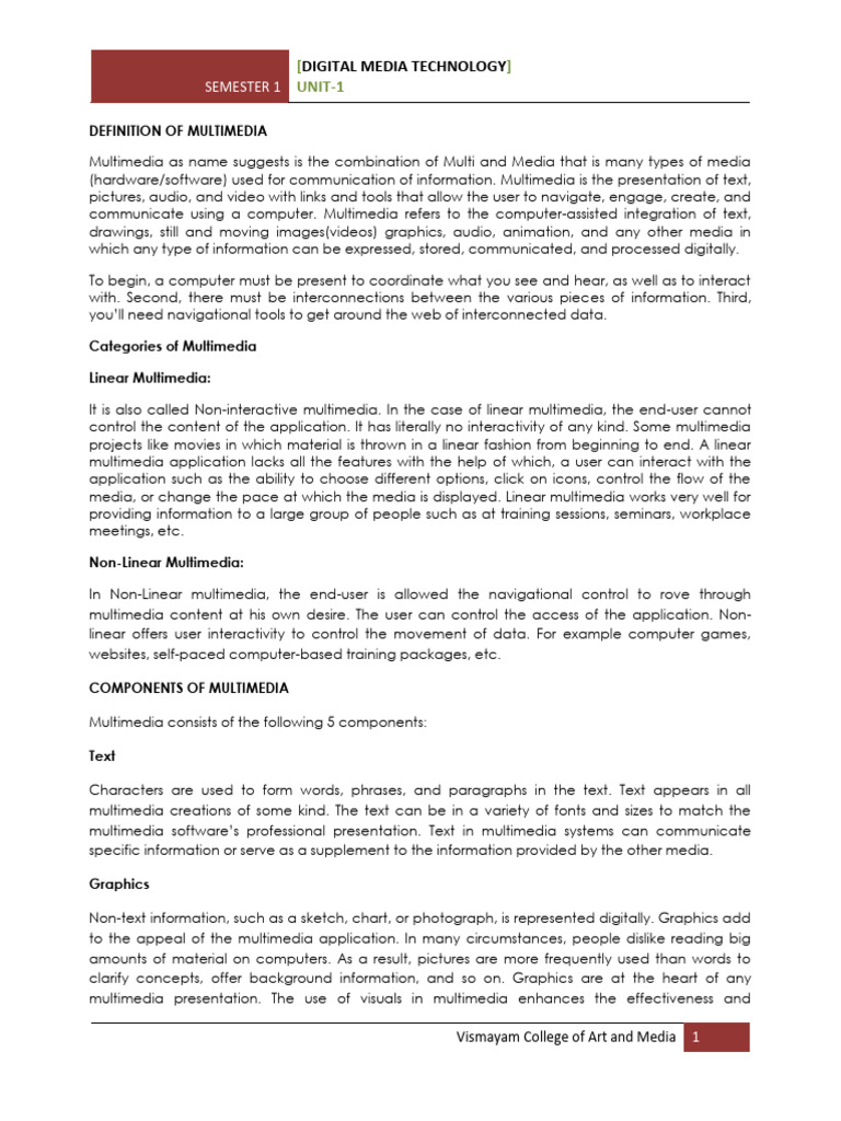 Digital Media UNIT 1 | PDF | Data Compression | Computer Hardware