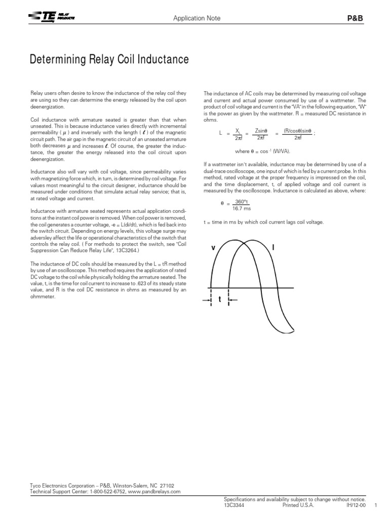 Relay Coil Inductance Measurement Guide | PDF | Inductor | Inductance