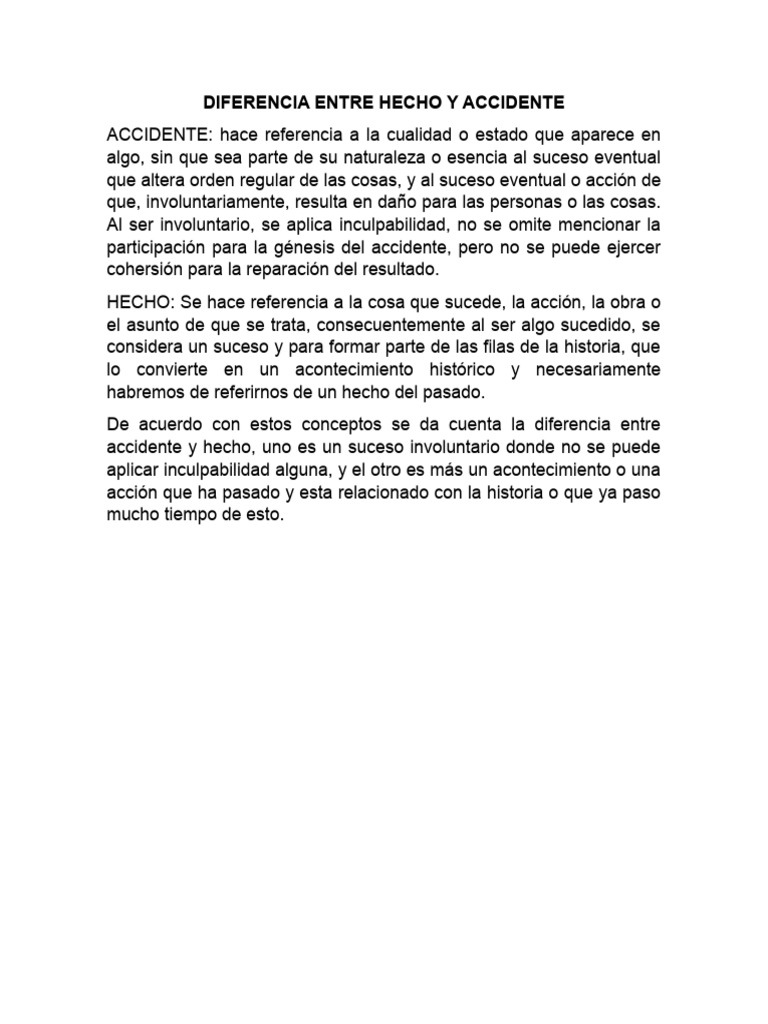 Diferencia Entre Hecho y Accidente y Que Es Transito Terrestre | PDF Diferencia Entre Hecho y Accidente y Que Es Transito Terrestre | PDF