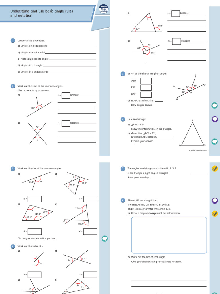 Understand and Use Basic Angle Rules and Notation: © White Rose Maths ...