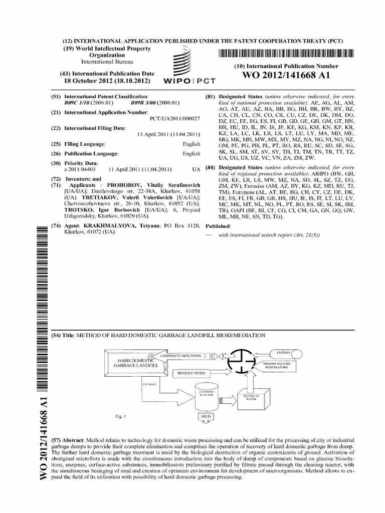 Patent 100075 Bioremediation WIPO - PST 2012 | PDF