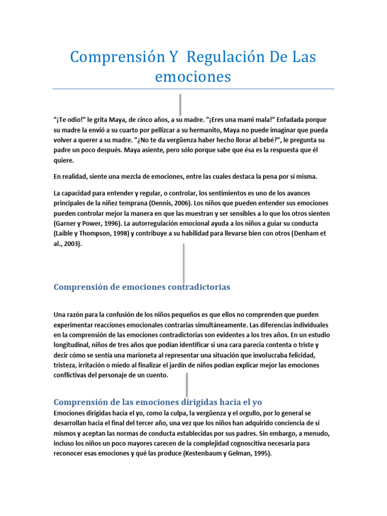 Comprensión y Regulación Emocional Infantil | PDF | Las emociones ...