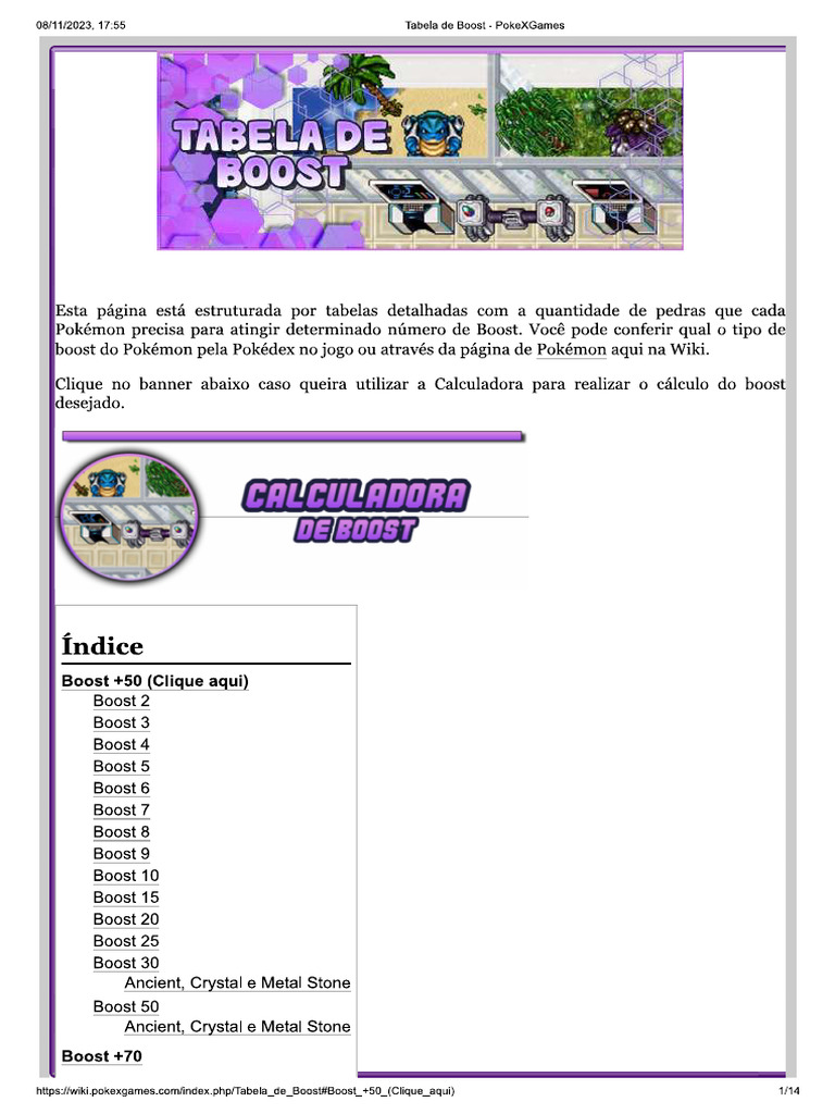 Tabela de Boost PXG | PDF