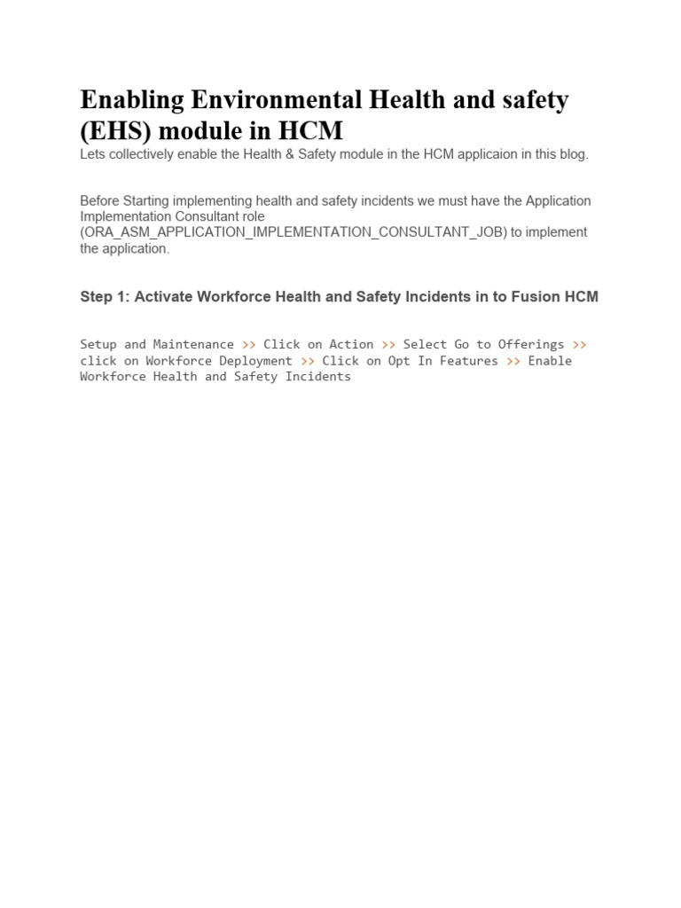 Oracle Enabling Environmental Health And Safety Pdf Occupational Safety And Health Computing