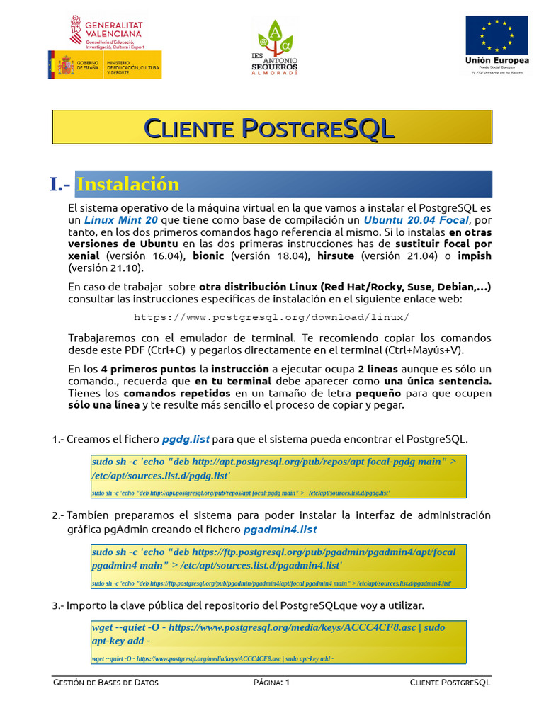 Instalación PostgreSQL Cliente | PDF | Distribución de Linux | Servidor ...