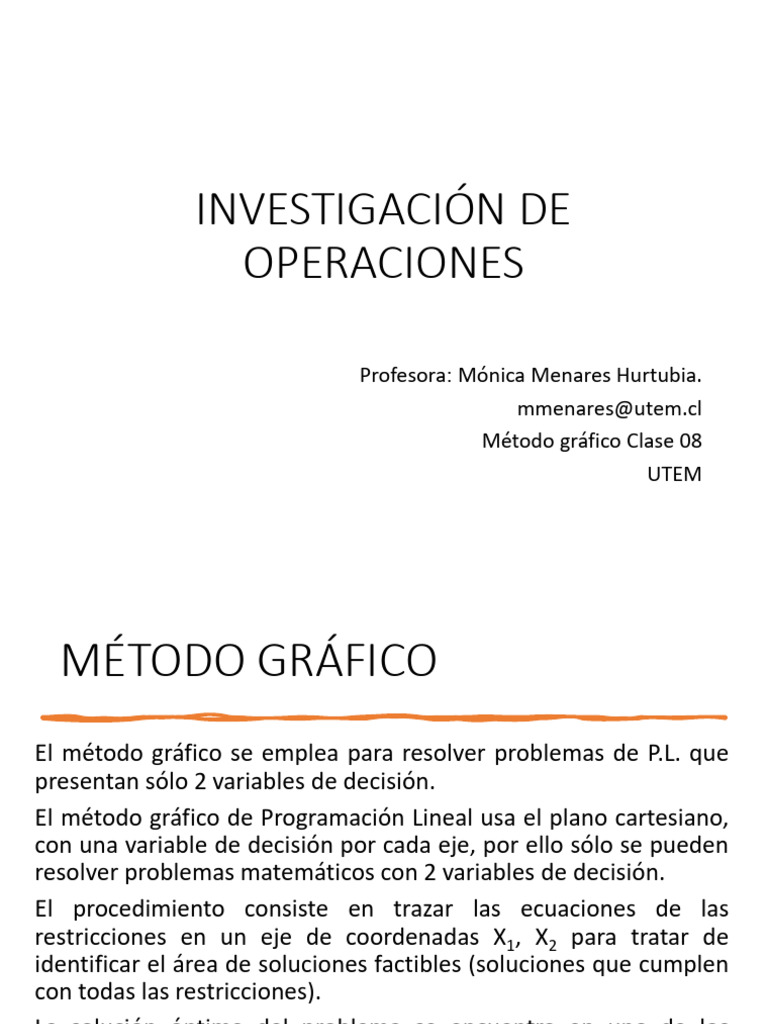 08 Investigación de Operaciones (IO) Método Gráfico | PDF | Programación lineal | Álgebra
