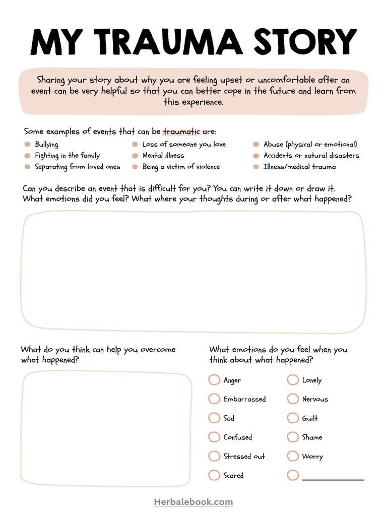 Trauma Therapy Worksheets Herbalebook - Com A4 | PDF