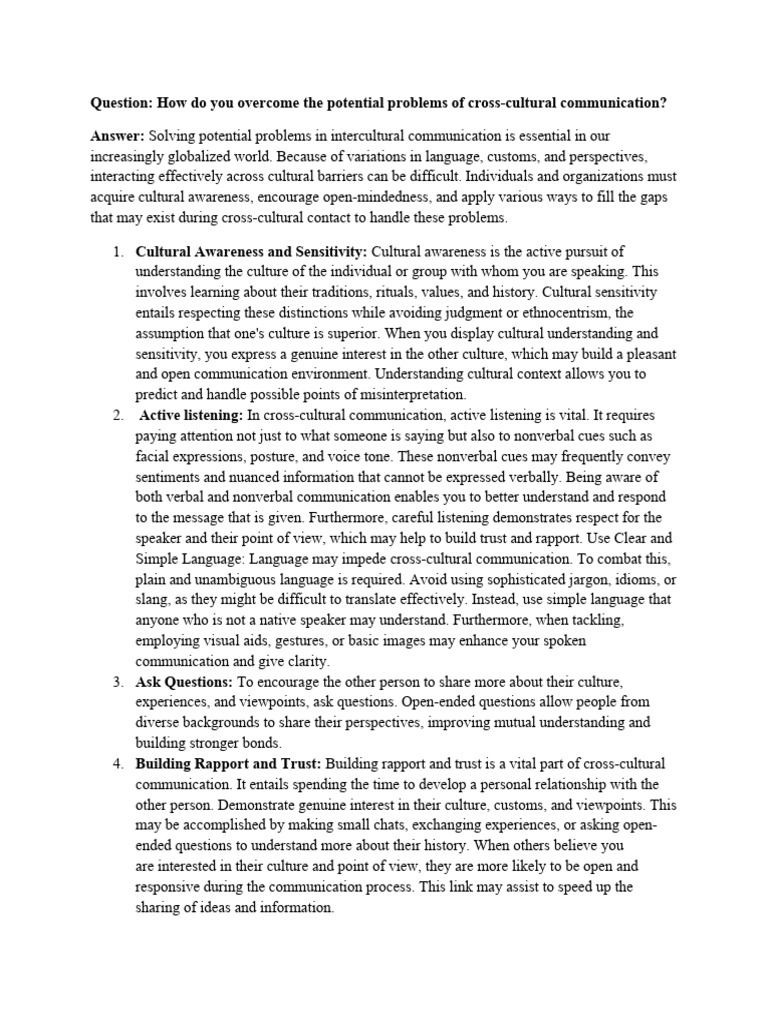 Cross-Cultural Communication Solutions | PDF | Cross Cultural ...