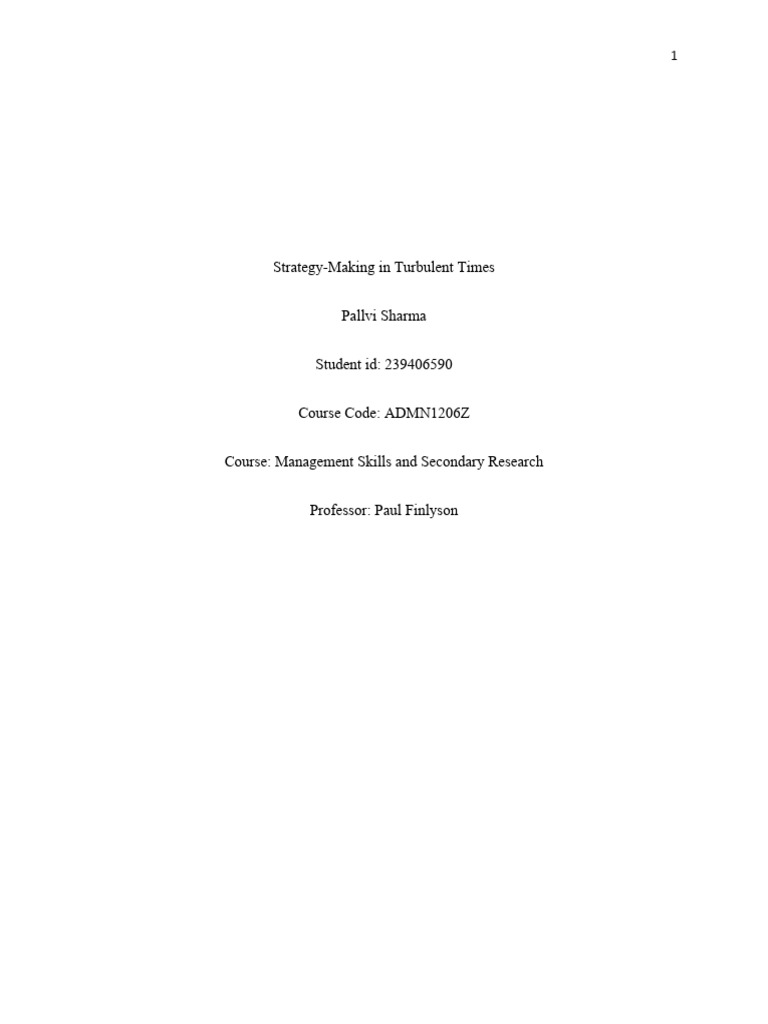 Dynamic Strategy-Making in Uncertainty | PDF | Strategic Planning ...