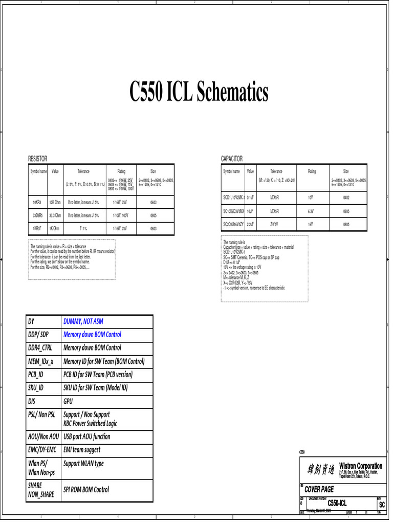 C550 ICL Component Specifications | PDF | Usb | Resistor