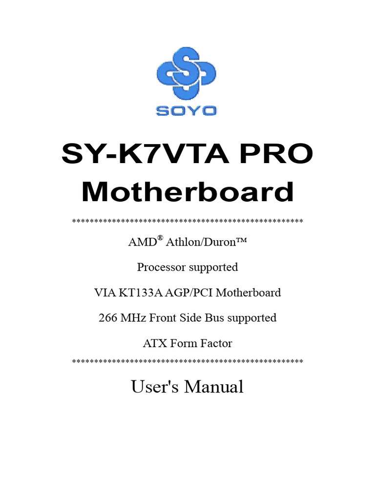 Soyo SY-K7VTA PRO MANUAL | PDF | Dynamic Random Access Memory | Network ...